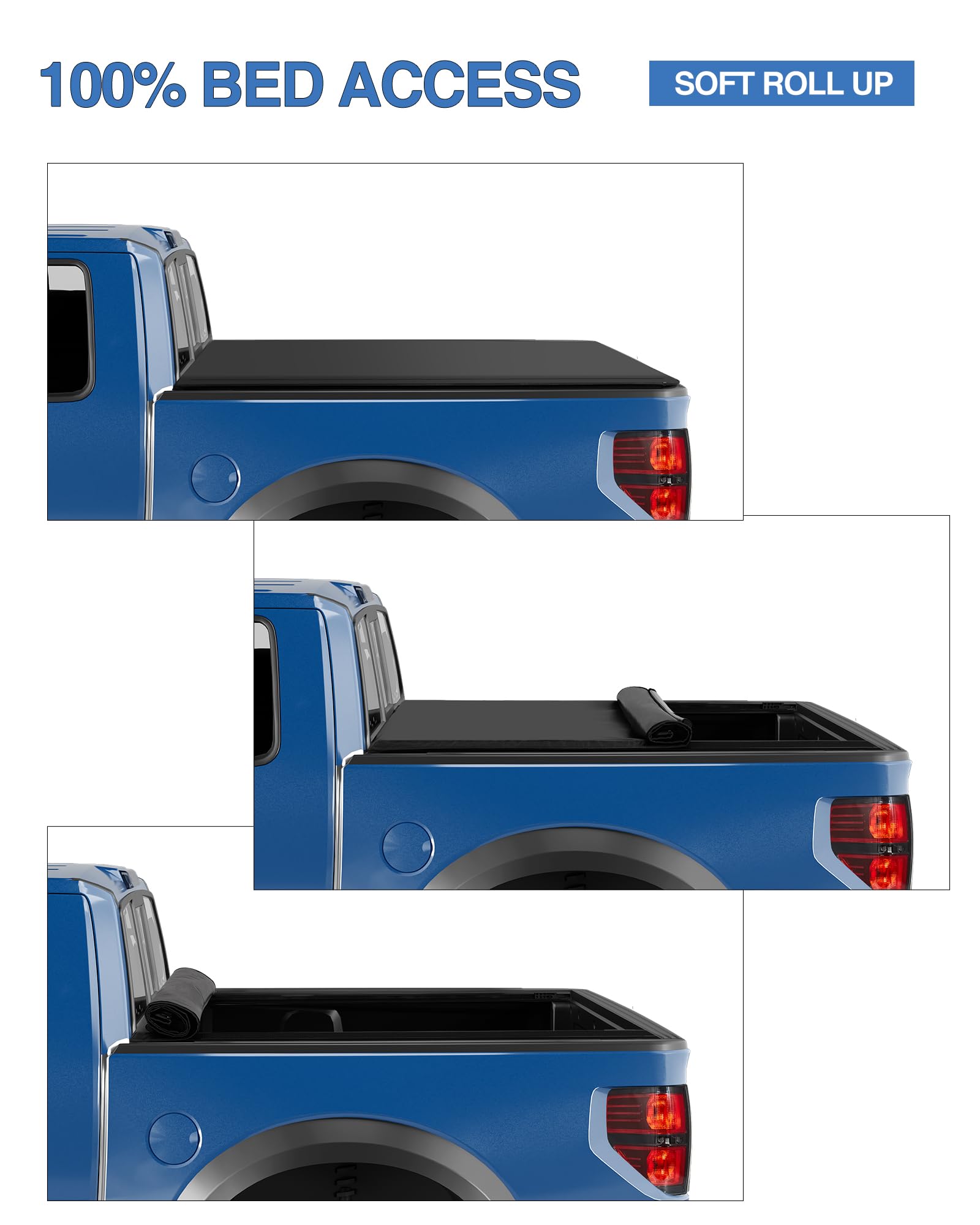 Snapklik.com : KYBOLT Soft Roll Up Truck Bed Tonneau Cover Compatible