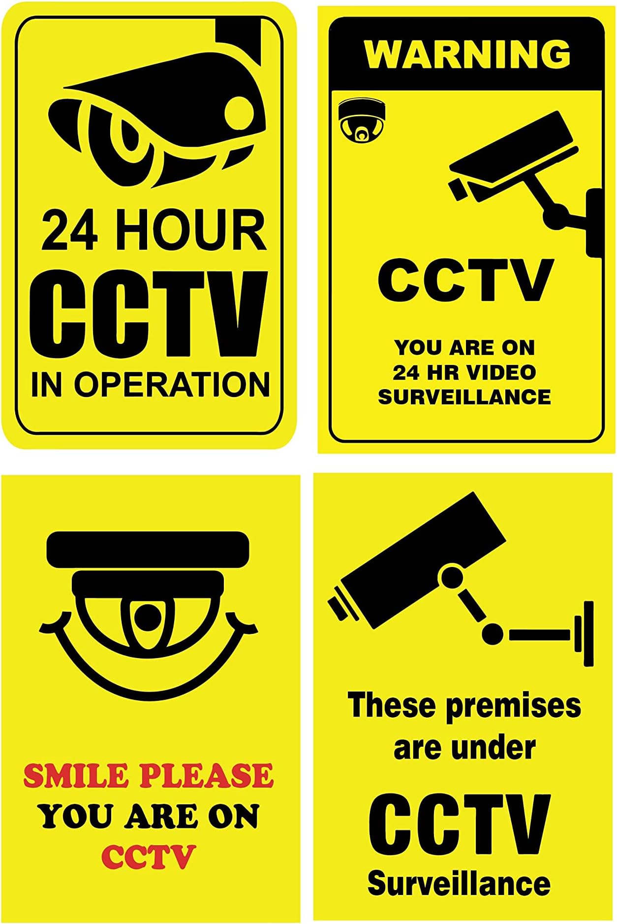 Pack Of 4 CCTV Surveillance Sign Stickers for Glass Door Office ...