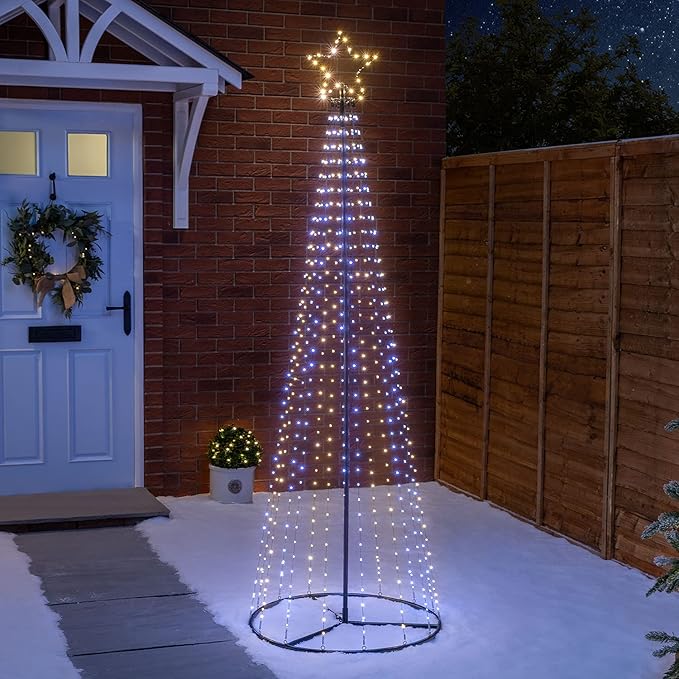 Christow Maypole Christmas Tree, Light Up Outdoor Decoration, Flashing ...