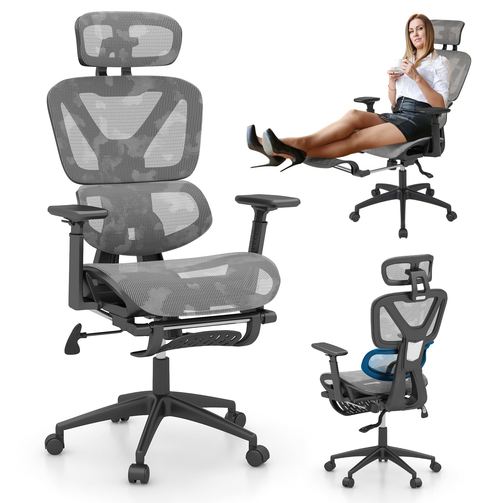 Amazon.com: POWERSTONE Ergonomic Mesh Office Chair with Adjustable ...