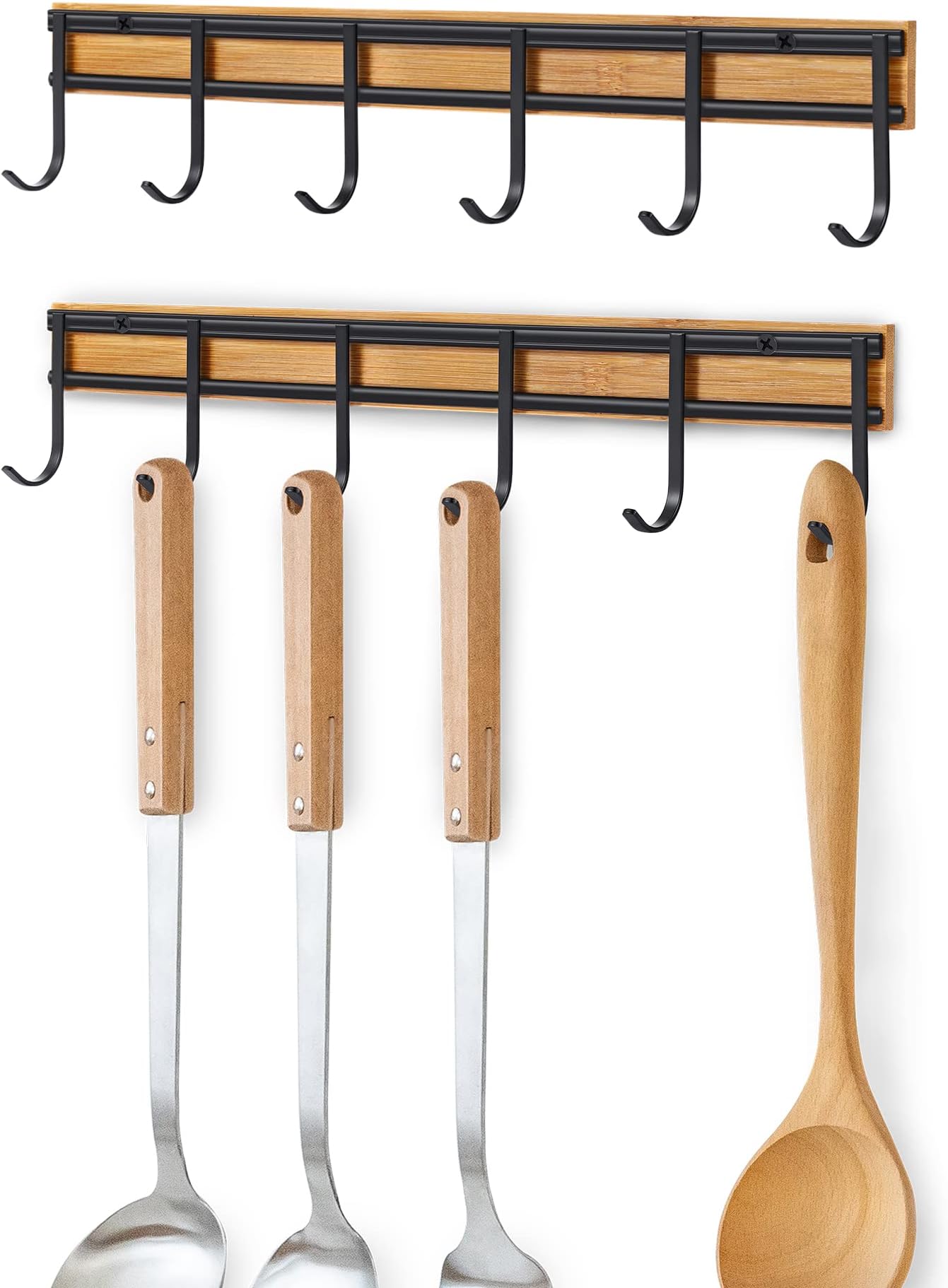 Amazon.com: ANGOSUFI Kitchen Utensil Rack, Wall Hooks Rack Kitchen Rail ...