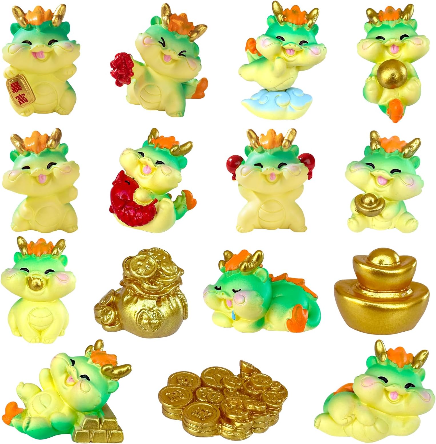 Amazon.com: Happyyami 12Pcs Mini Chinese New Year Dragon Figurines ...