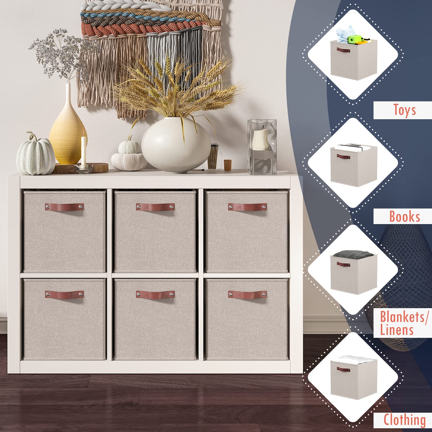 Snapklik.com : Ornavo Home 13 X 13 Storage Cube Bins, Foldable ...
