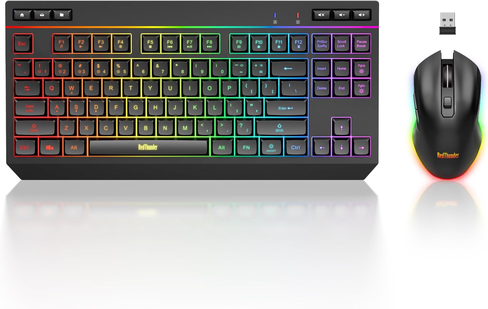RedThunder K20 TKL Wireless Keyboard and Mouse Combo, Adjustable RGB ...