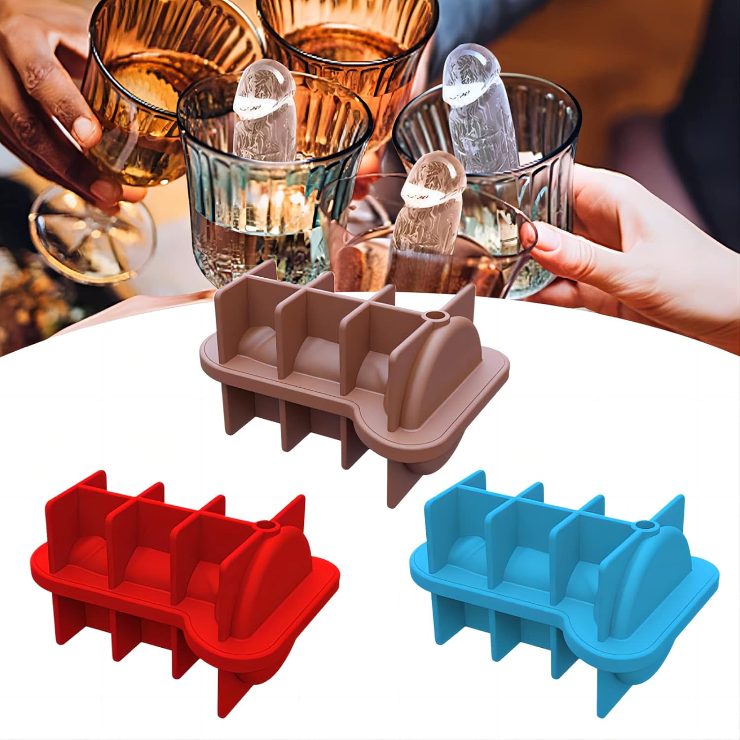 Amazon.com: 3PC Funny Ice Cube Mold, Novelty Ice Cube Tray Spoof ...