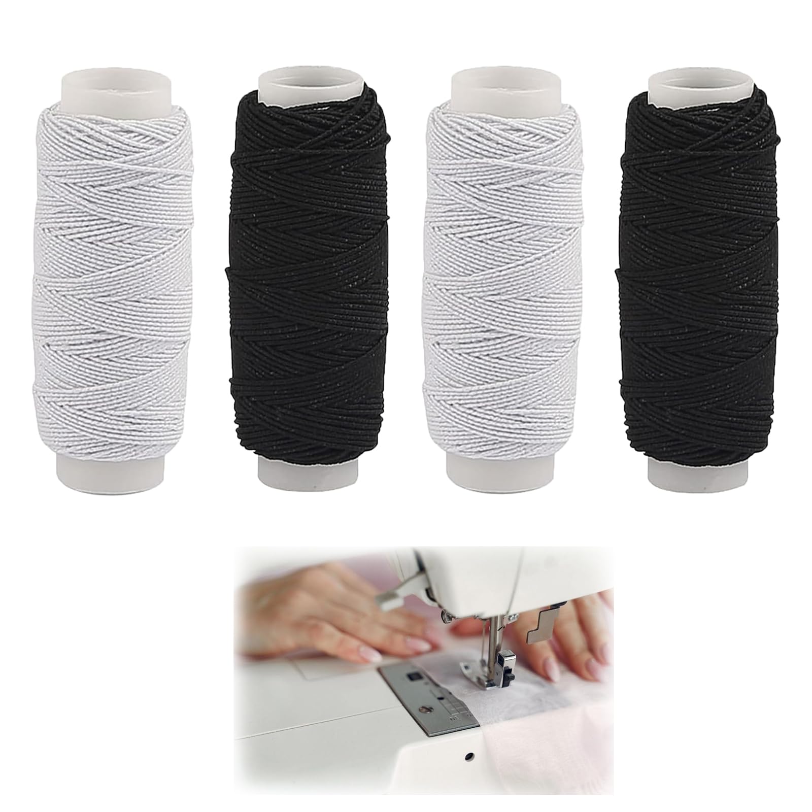 4 Pcs Sewing Thread, Thread, Black Thread, Shirring Elastic for Sewing ...