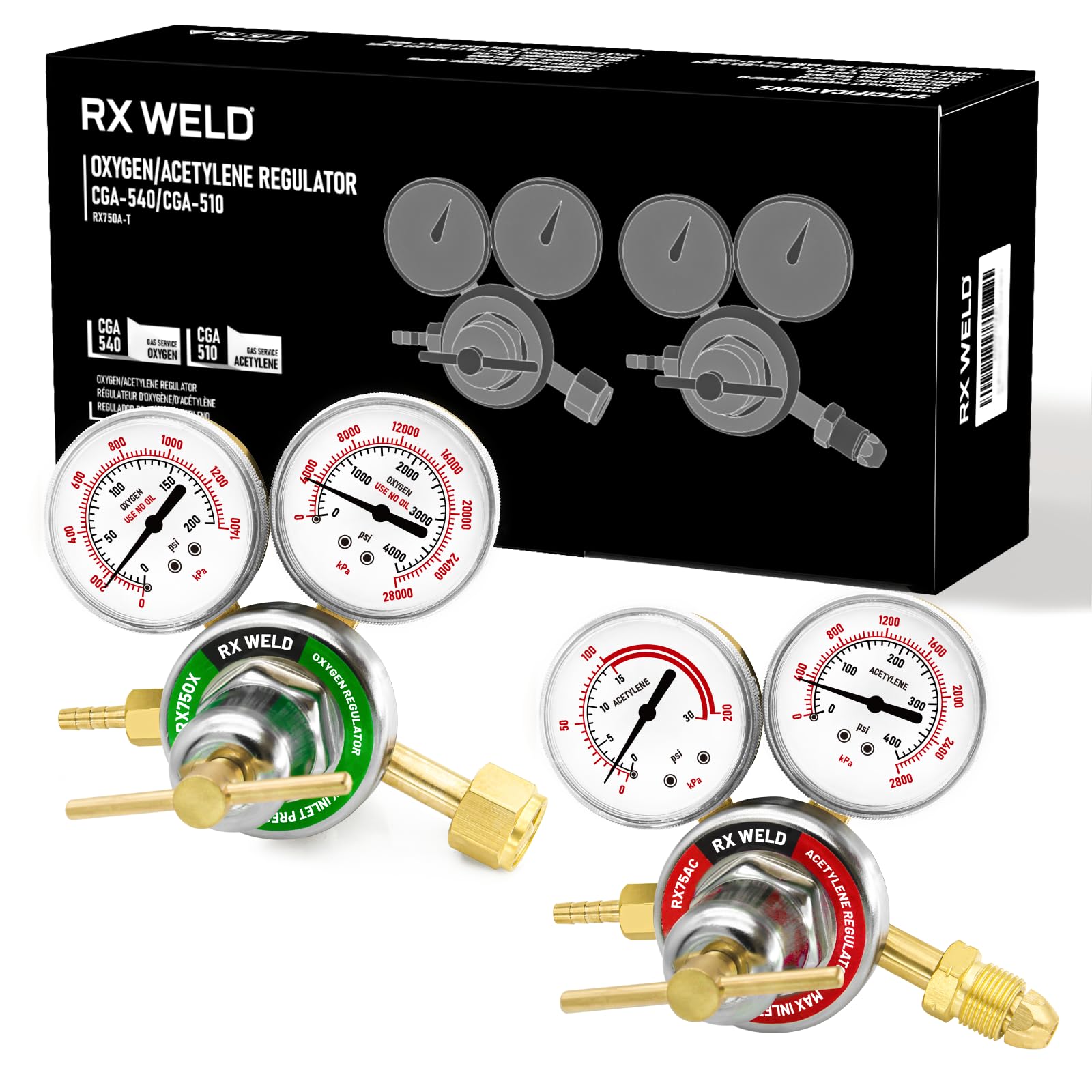 Snapklik.com : RX WELD Oxygen And Acetylene Regulators CGA540 And ...
