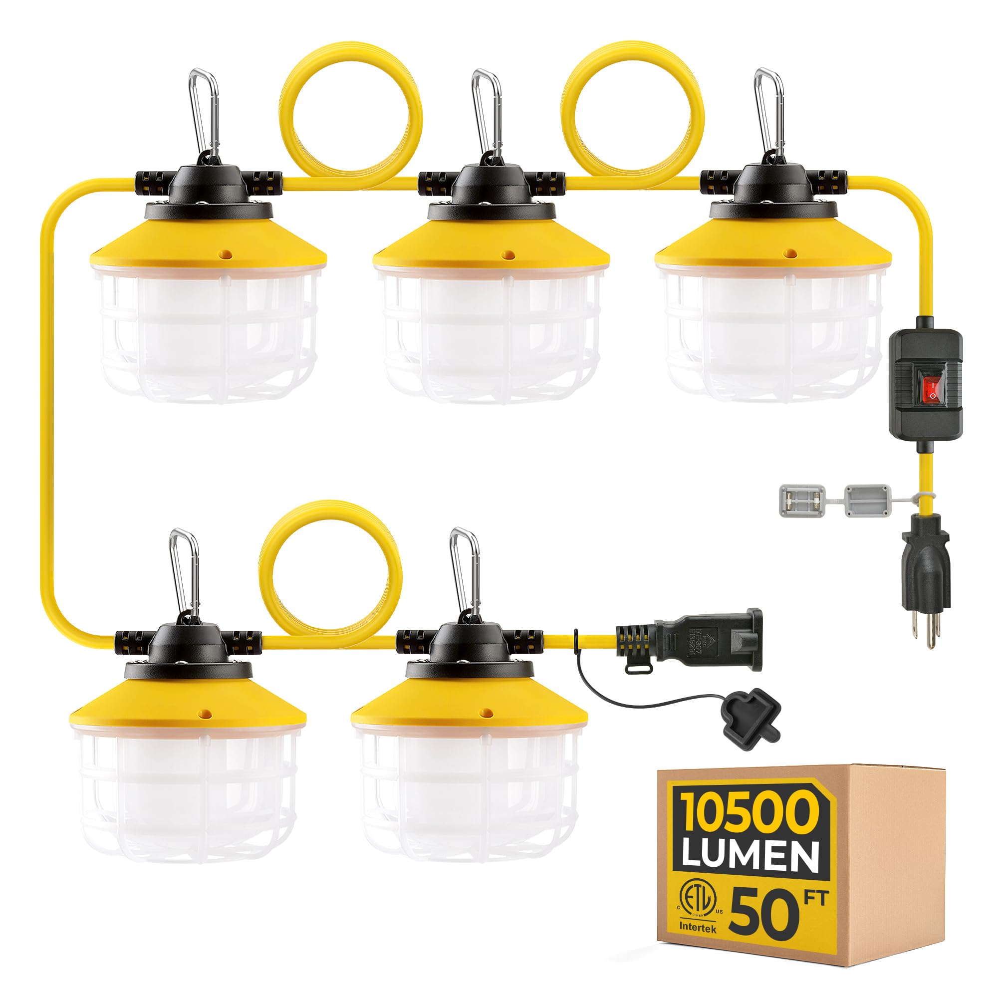 HYANGLUX Outdoor Construction LED String Lights with Switch: 3 Prong ...