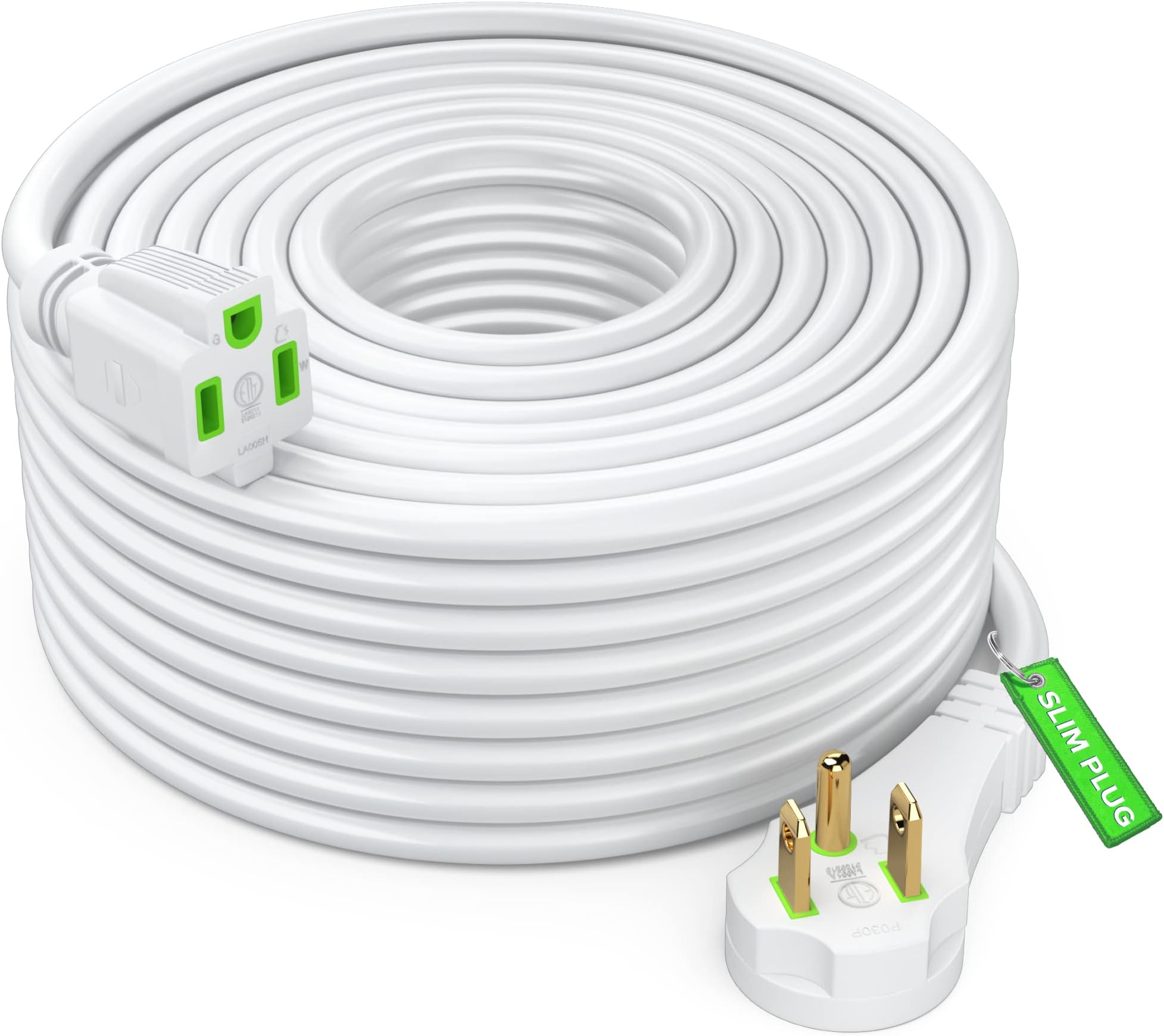 Amazon.com: Elecan Flat Plug Extension Cord 50 Ft with Slim Space ...