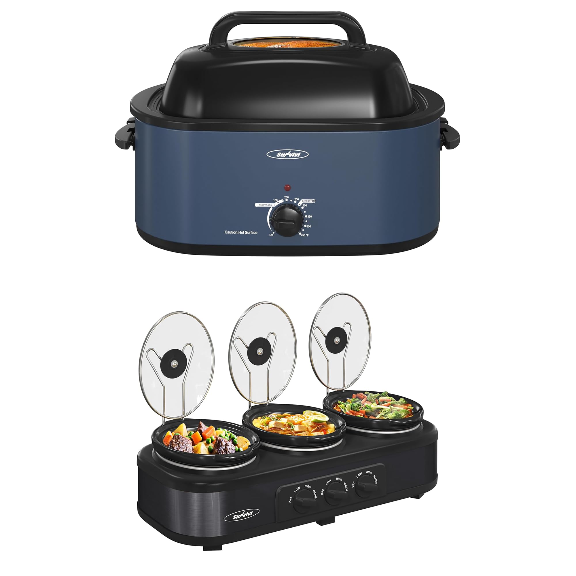 Roaster Oven Sunvivi 14-Quart Electric With Self-Basting Lid & Dual ...