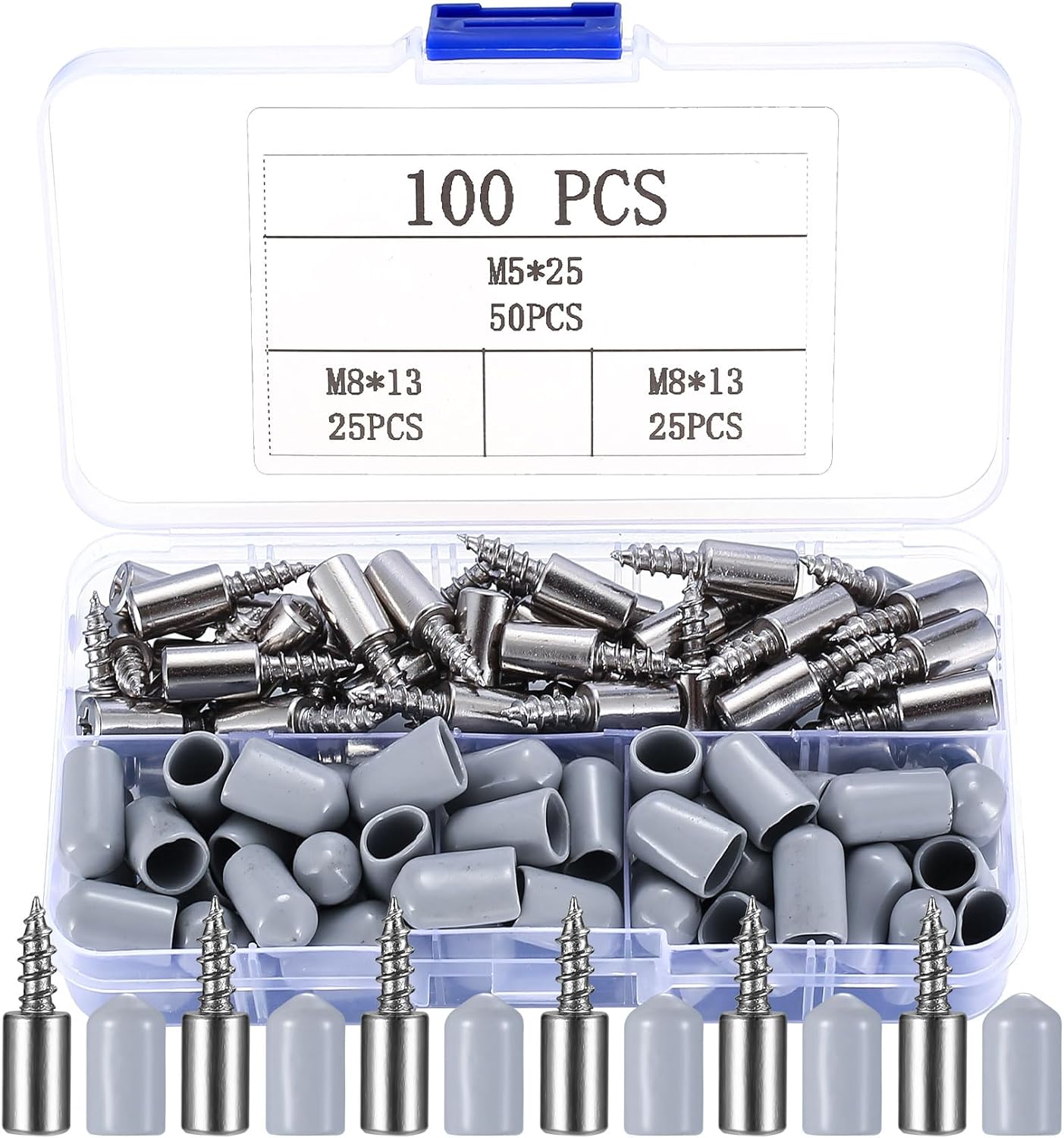 Pack of 50 Shelf Support with 50 Rubber Protection Covers, Self-Tapping ...