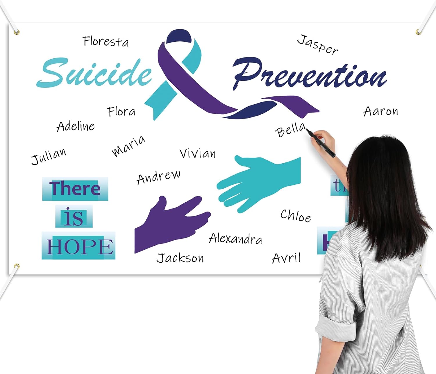 Amazon.com: Frienda 3 x 5 ft Signable Ribbon Suicide Prevention ...