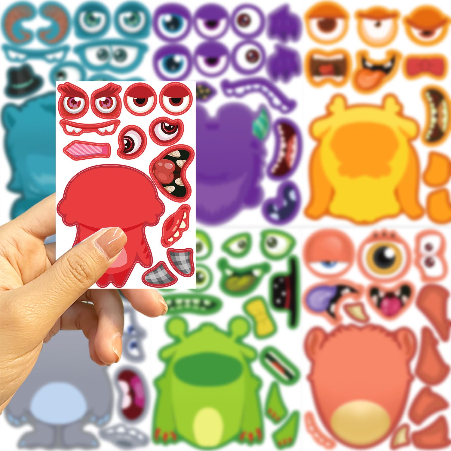 Snapklik.com : Dovipta Cute Monster Stickers For Kids, 24 Sheets Make ...