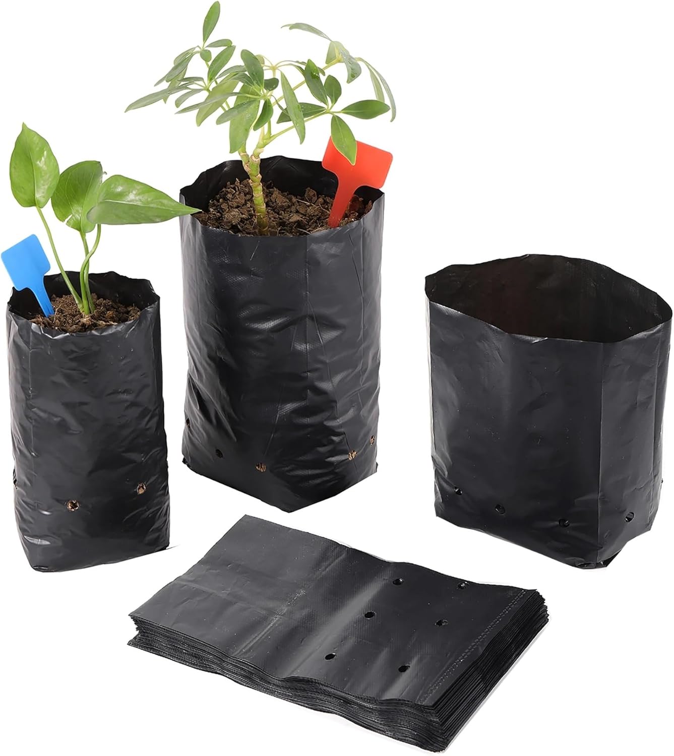 Amazon.com: 30Pcs Plastic Nursery Bags with Hole Thicken Permeable ...