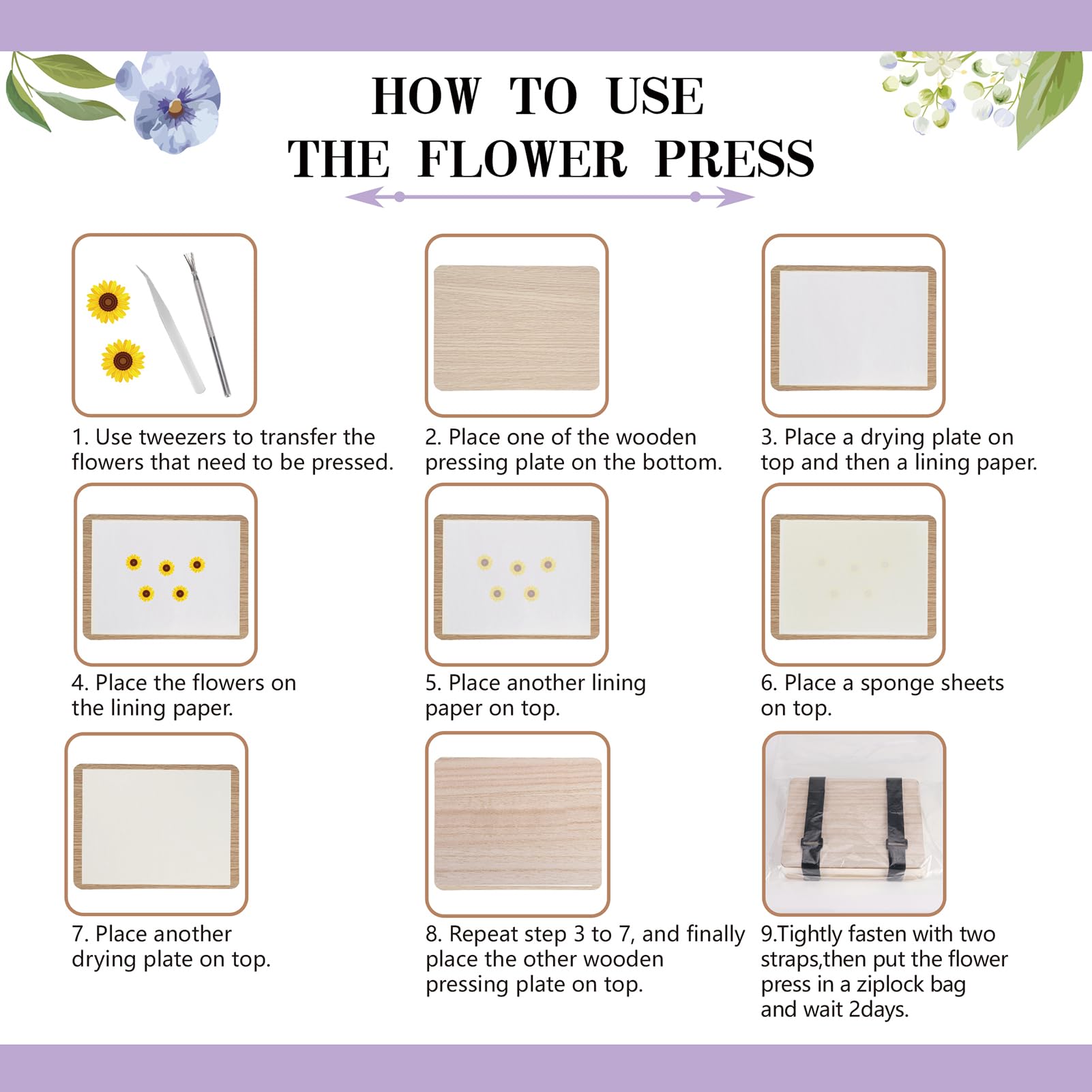 Snapklik.com : Flower Press Kit, 4 Layers 6.3 X 6.3 Inches Plant Press ...