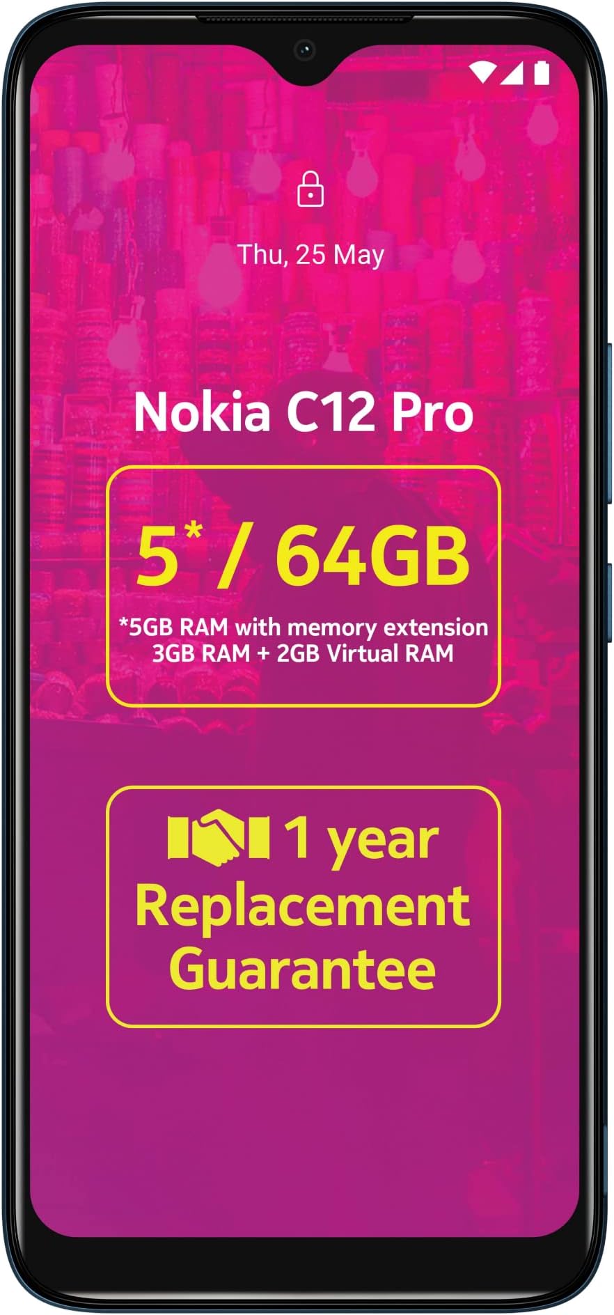 Nokia C12 Pro Android Smartphone, Dual SIM, All Day Battery Life, 5GB ...