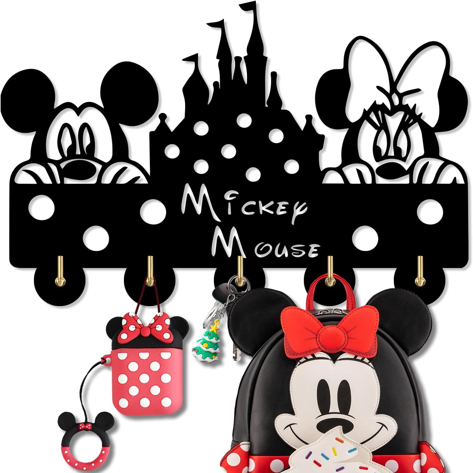Amazon.com: BOVIZIPY Mick Cartoon Mouse 5 Hook Wall Mounted Key Holder ...