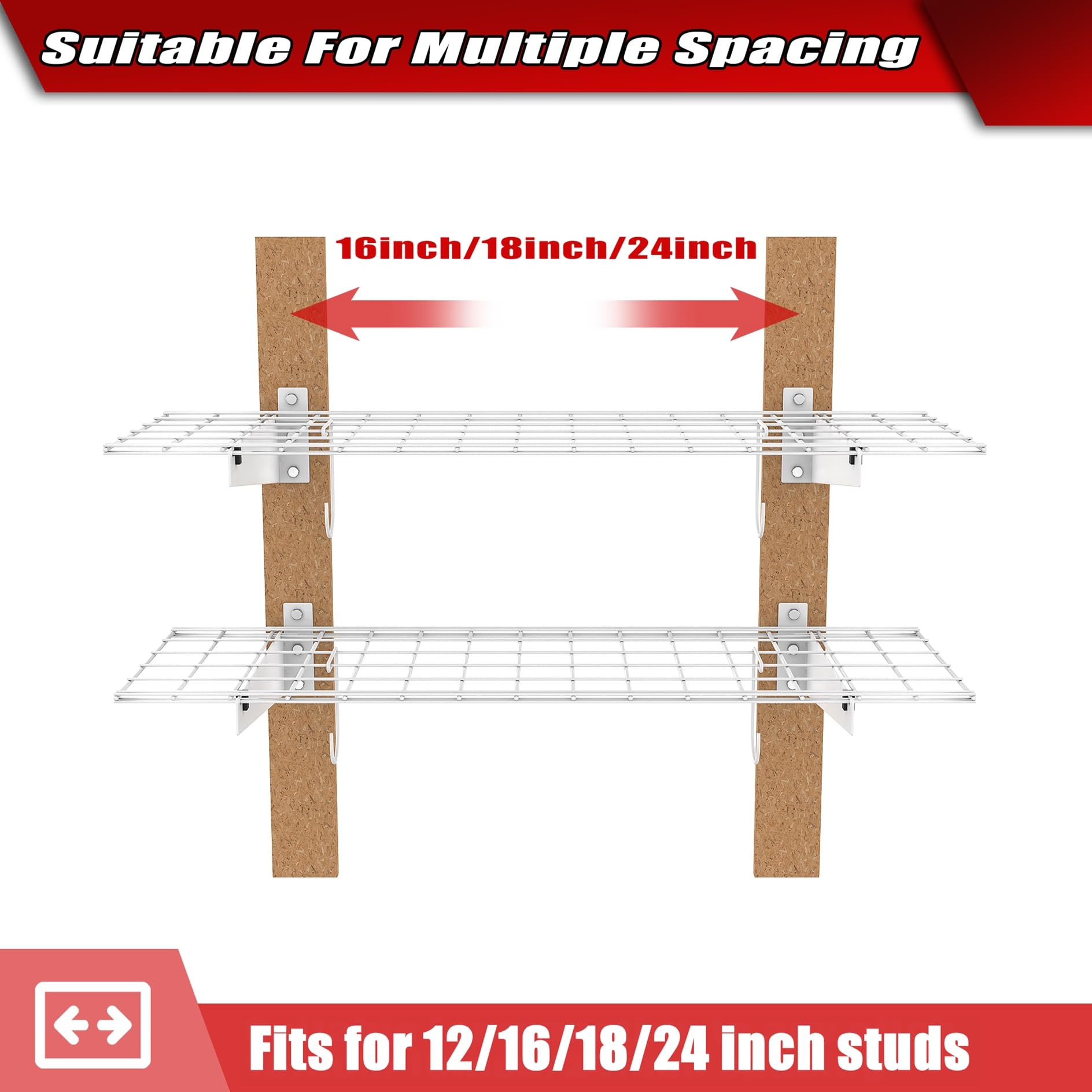 Snapklik.com : WALMANN 2 Pack Garage Wall Shelves, 45x15 Inch Wall ...