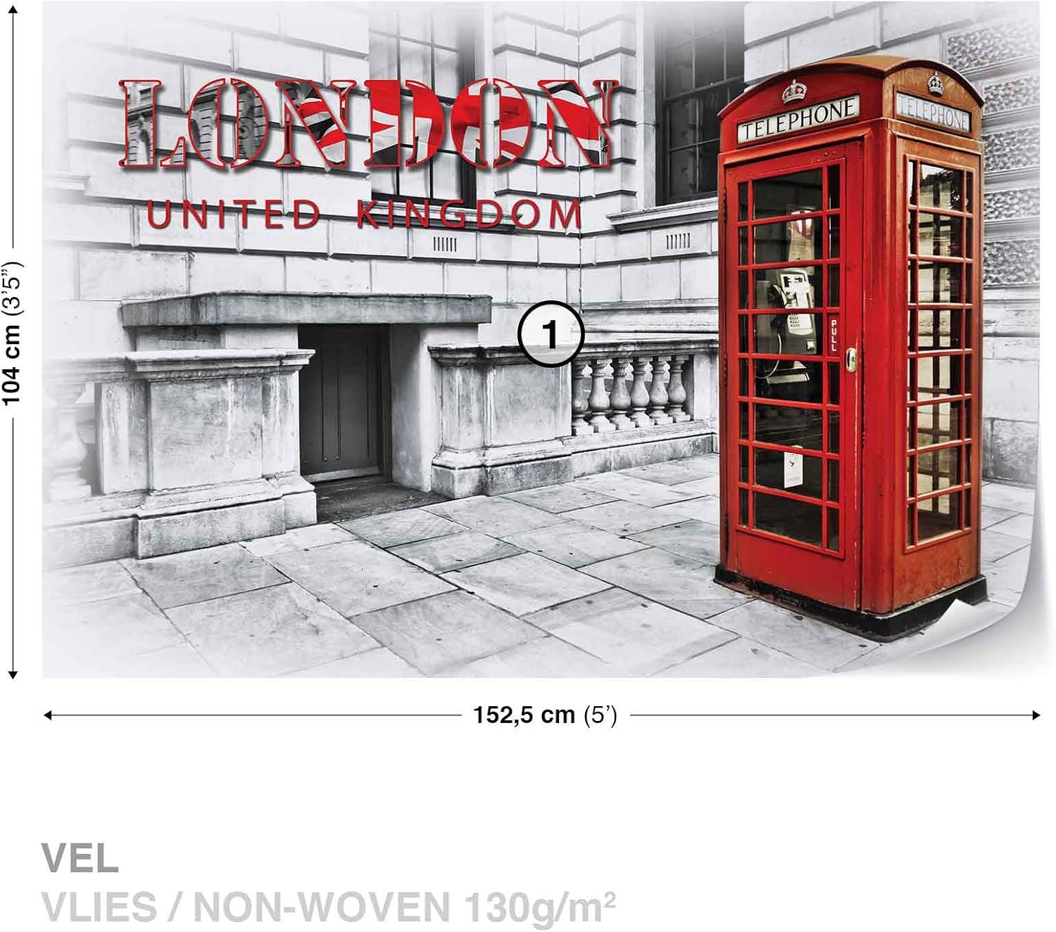 City London Telephone Box Red Wall Mural Photo Wallpaper Room Décor ...