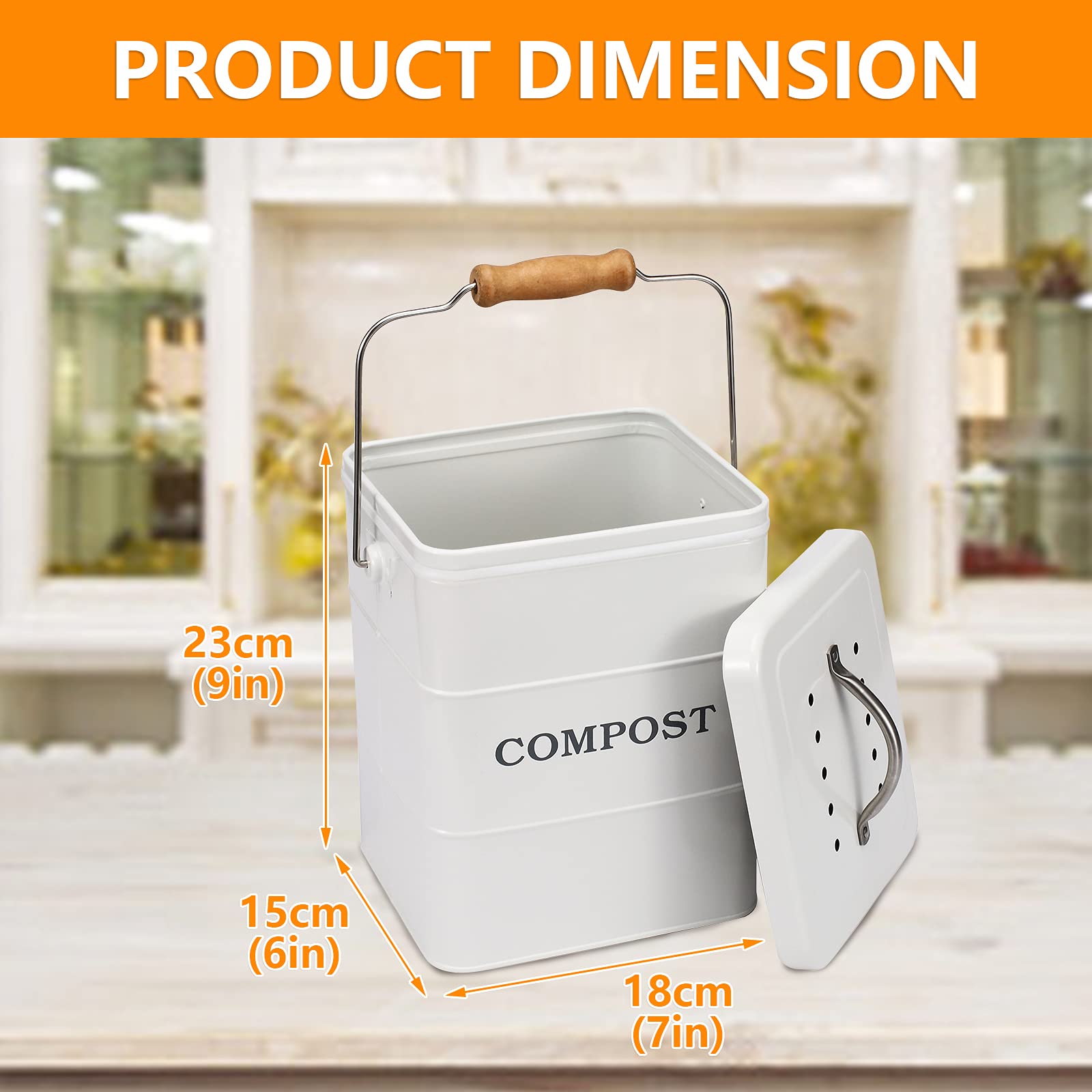 Snapklik.com : Compost Bin Kitchen Countertop Indoor Compost Pail Bucket