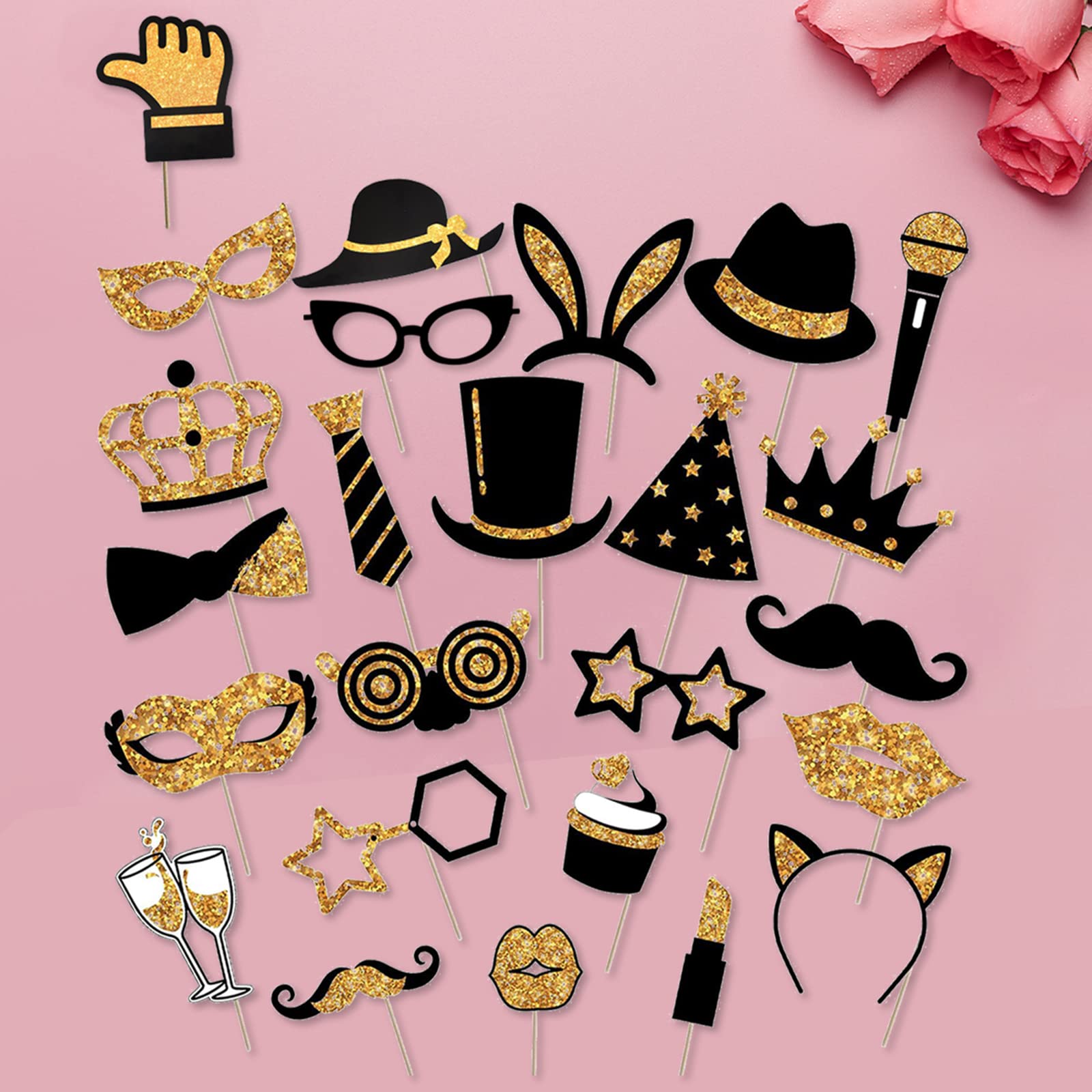 Buy Hileyu Photo Booth Props 24pcs Hen Party Photo Booth Props Wedding ...