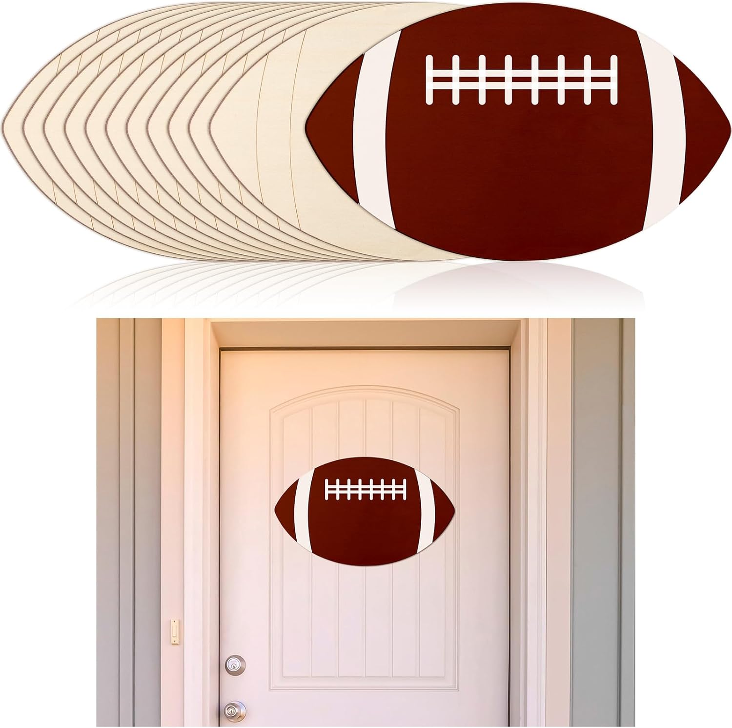 Amazon.com: Gerrii 12 Pcs 12 Inch Wooden Football Cutouts Unfinished ...
