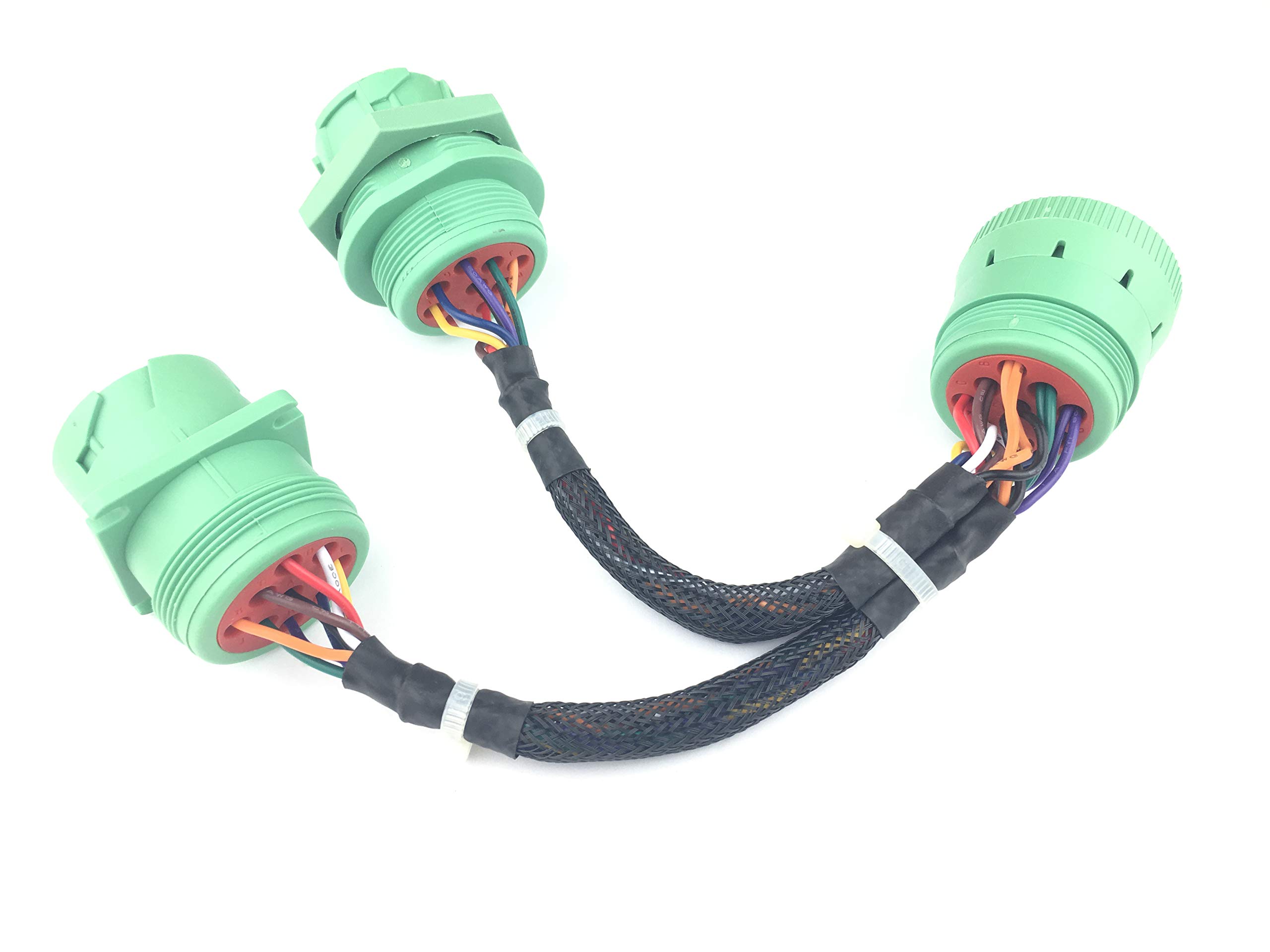 Buy Type 2 Green J1939 9pin Splitter Y Cable Nut and Thread Type for ...