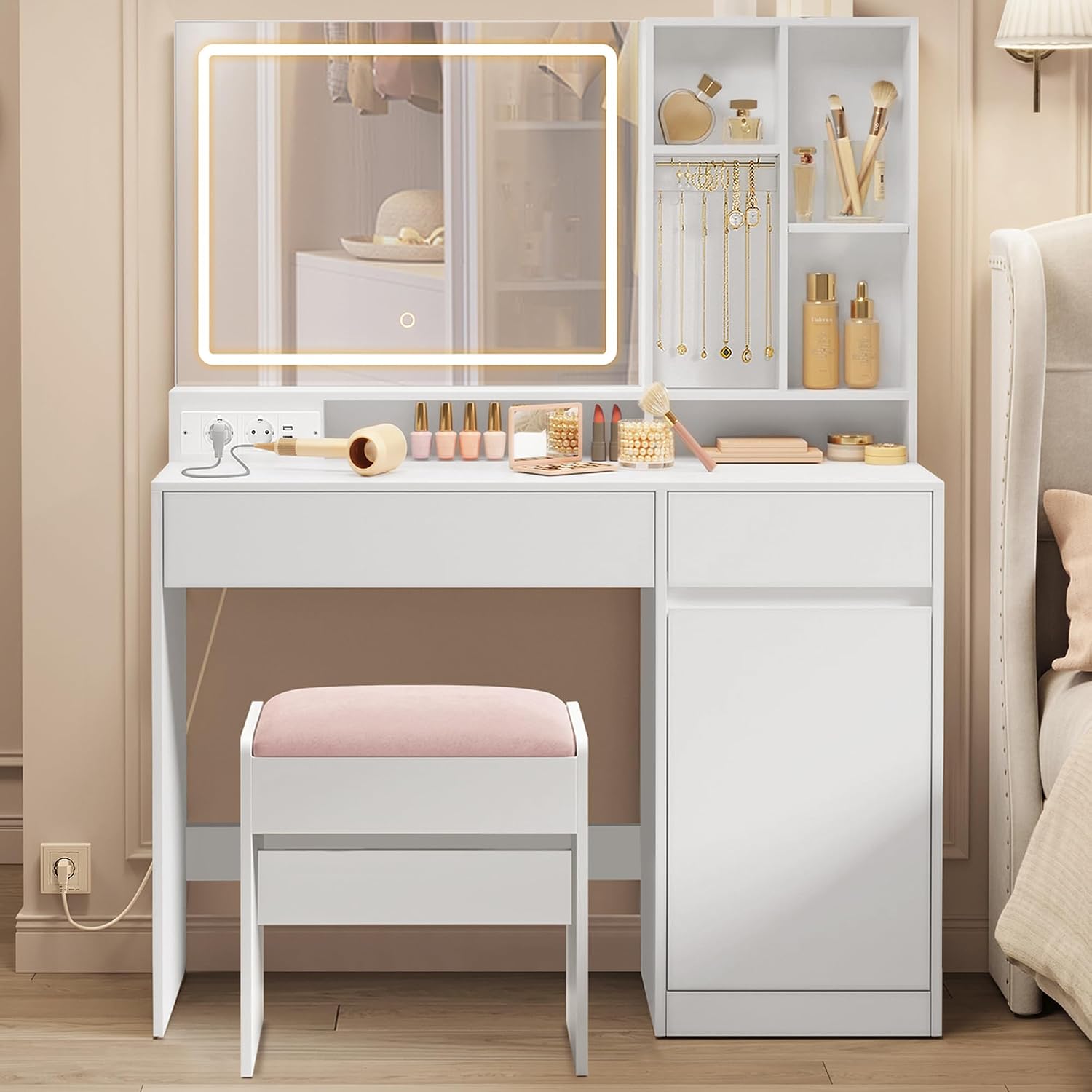 VASAGLE Dressing Table with Dressing Stool 110 cm Australia | Ubuy