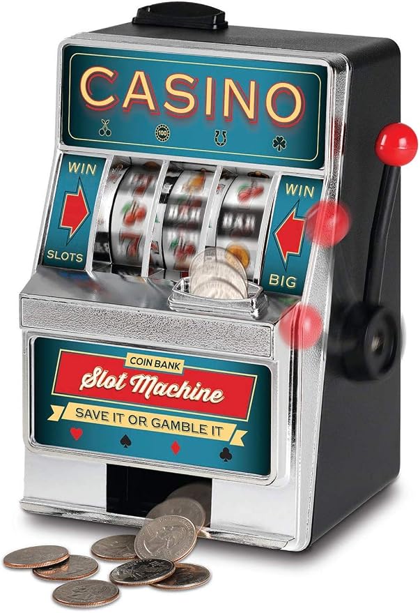 Amazon.com: Coin Bank Slot Machine – Casino Fun Spinning Reels Piggy ...