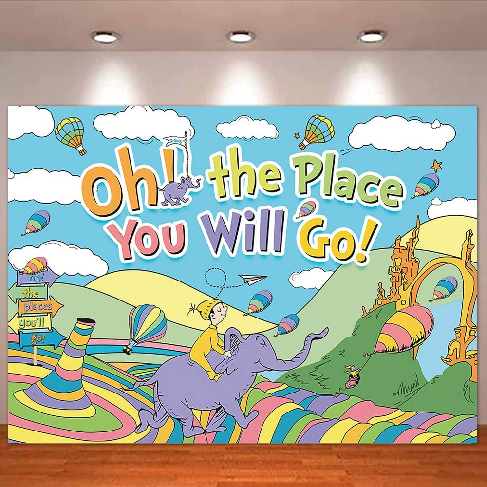 Amazon.com : LOONELO Banner Backdrop for Oh The Places You'll Go with ...