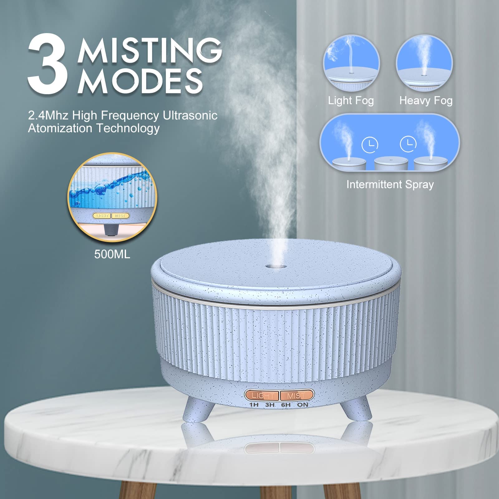 Diffusers for Essential Oils Large Room Humidifier, 500ml Aromatherapy ...