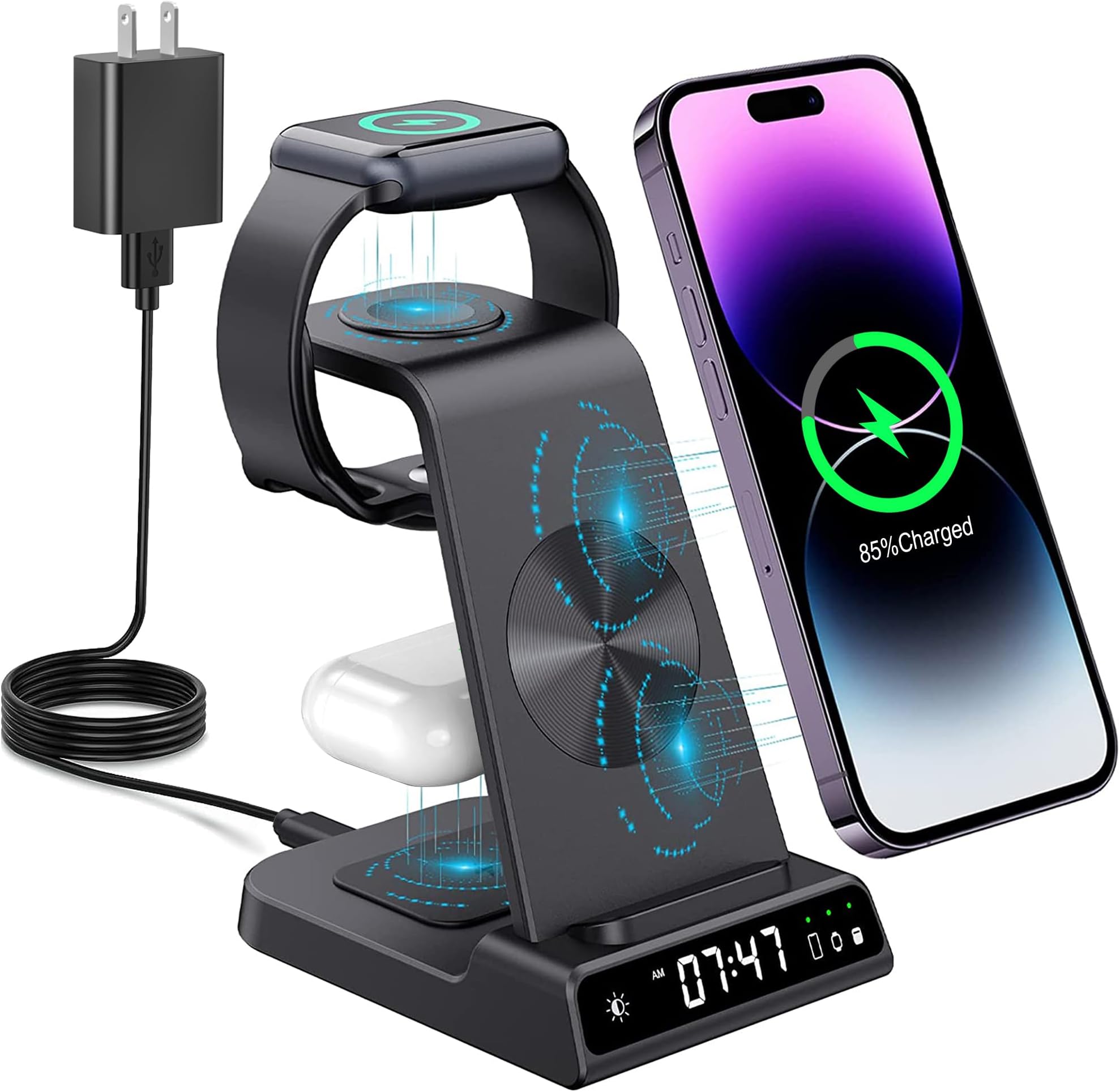 Amazon.com: Bamboo Wireless Charging Station,Wireless Charger with ...
