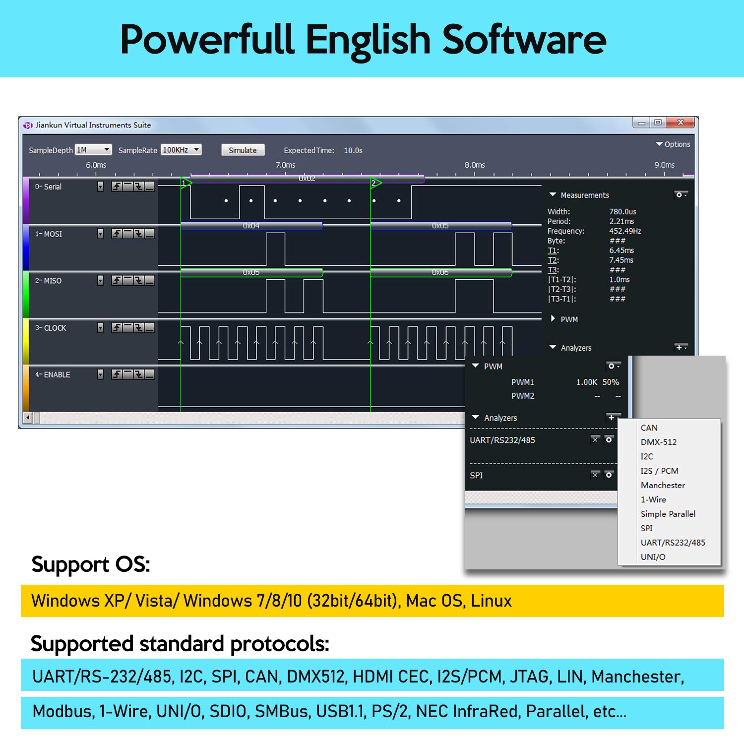 Snapklik.com : InnoMaker LA5016 USB Logic Analyzer 16Channels 500M Max Sample Rate 10GB Samples ...