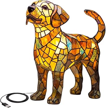 Golden Retriever Lamp,Retro Stained Resin Dog ShapeTabletop Night Light ...