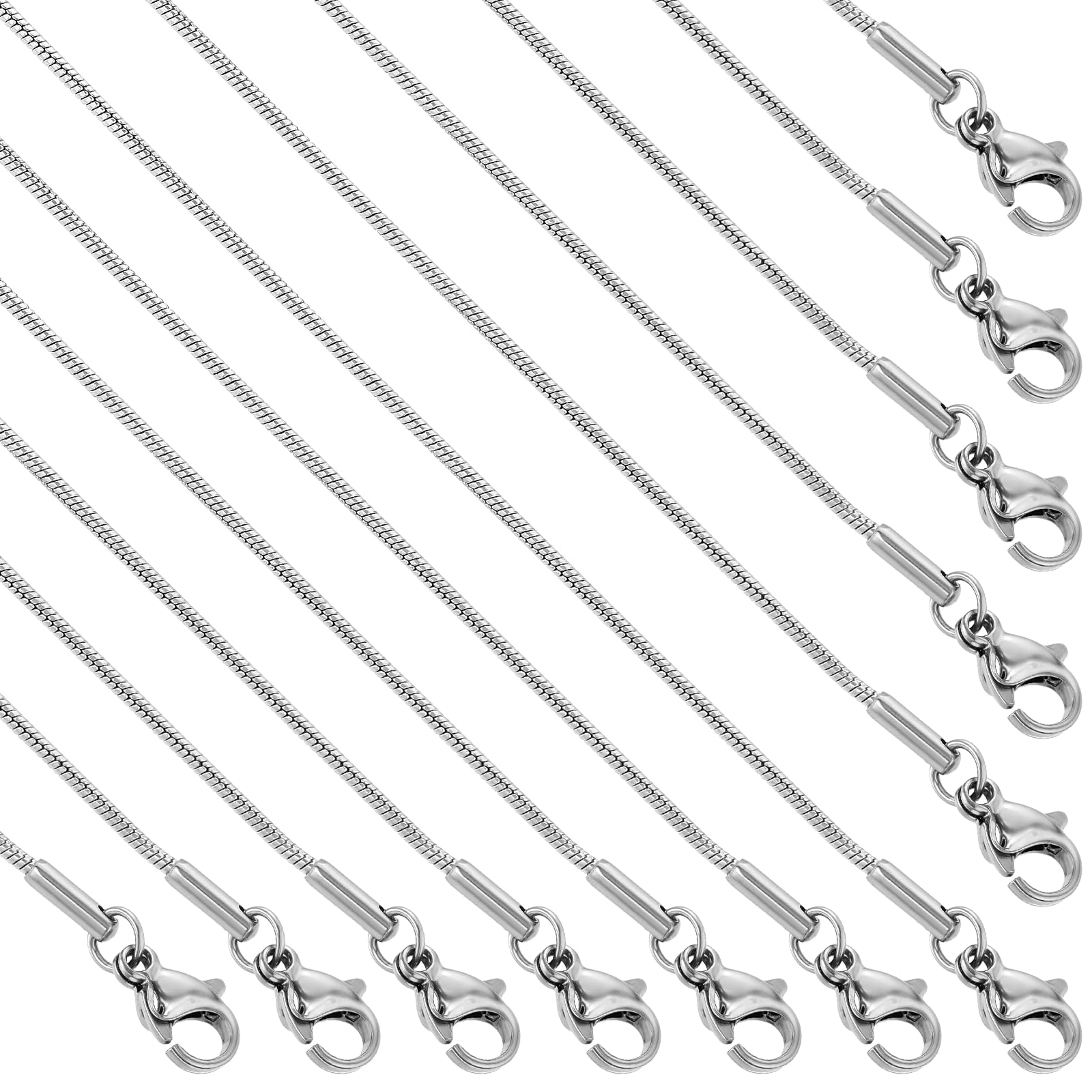 Amazon.com: 12Pcs Necklace Chains 18 Inches Stainless Steel Snake Chain ...