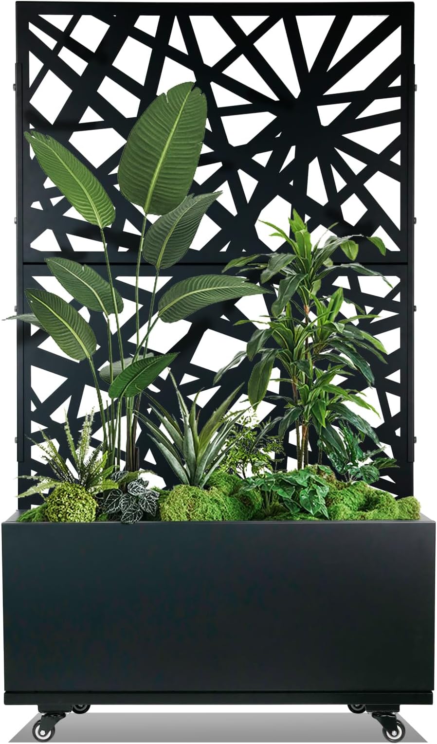 Amazon.com : Solution4Patio Metal Planter Box W/Wheels, Trellis & Water ...