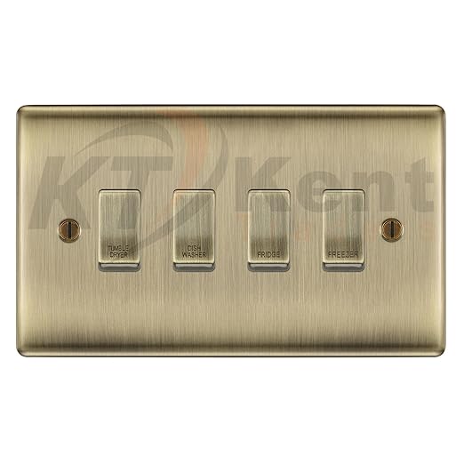 BG Antique Brass Custom Grid Switch Panel Labelled Kitchen Appliance 4 ...