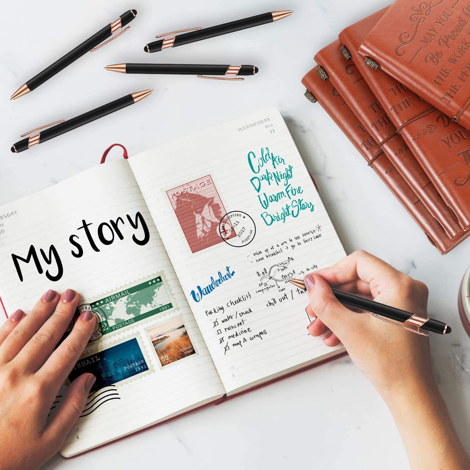 Ctosree 16 Set Leather Journal Notebooks with Pens Make a Difference ...