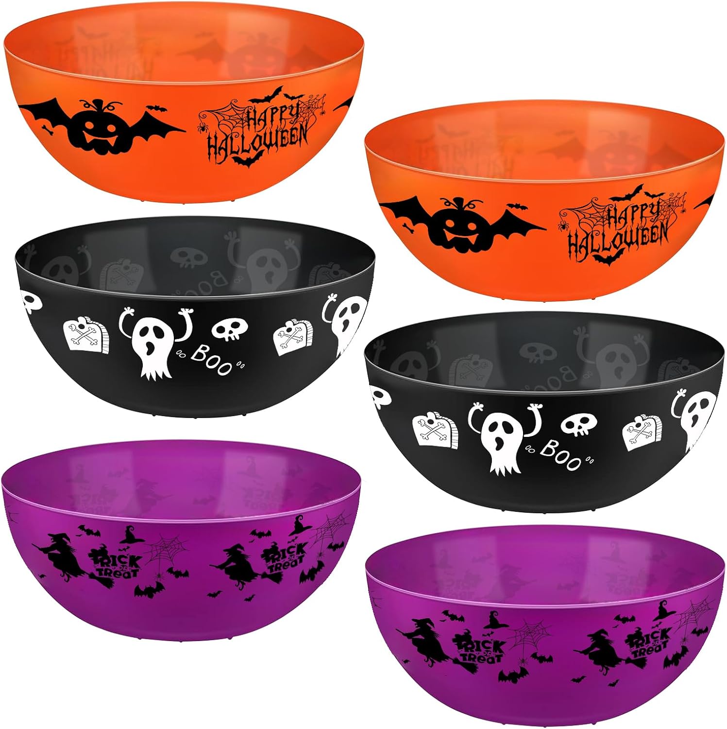 Amazon.com | 6 Pcs Halloween Plastic Trick Treat Candy Bowls - Purple ...