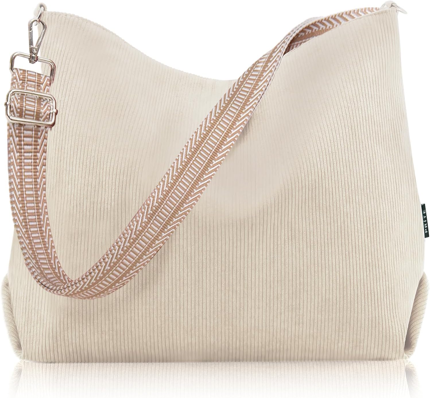 Amazon.com: Prite Women’s Corduroy Tote Bag with Zipper, Stylish Shoulder Bag with Adjustment ...