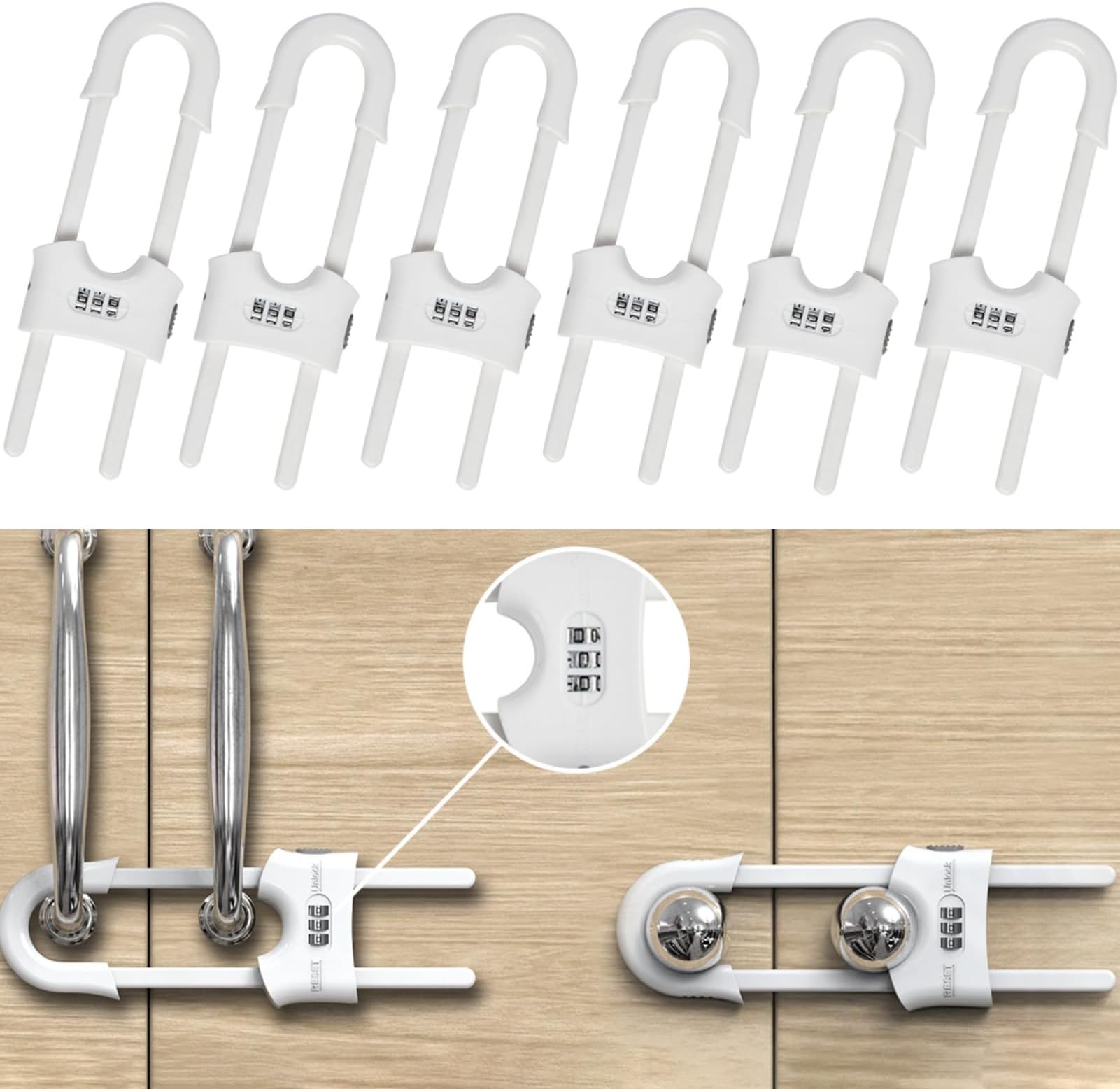 Amazon.com: Child-Proof Sliding Cabinet Locks with 3-Digit Combination ...