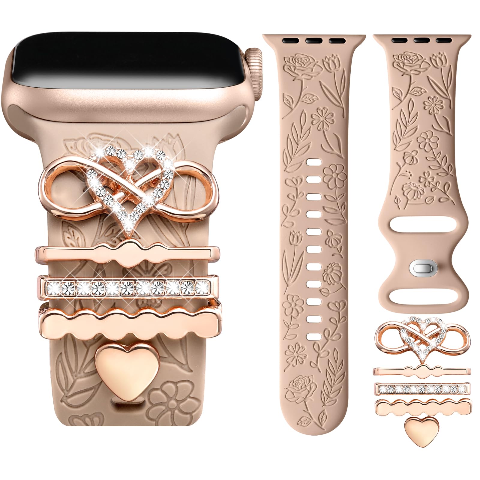 Amazon.com: DaQin Flower Engraved Band Compatible with Apple Watch ...