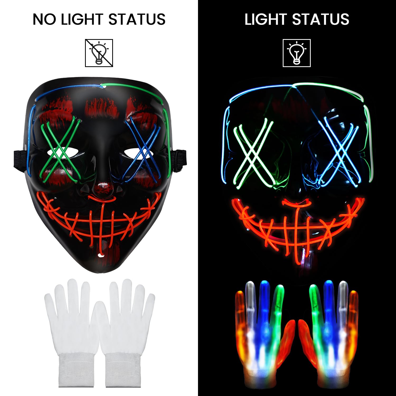 Snapklik.com : BOMLY Halloween Purge Mask Light Up Scary Masks