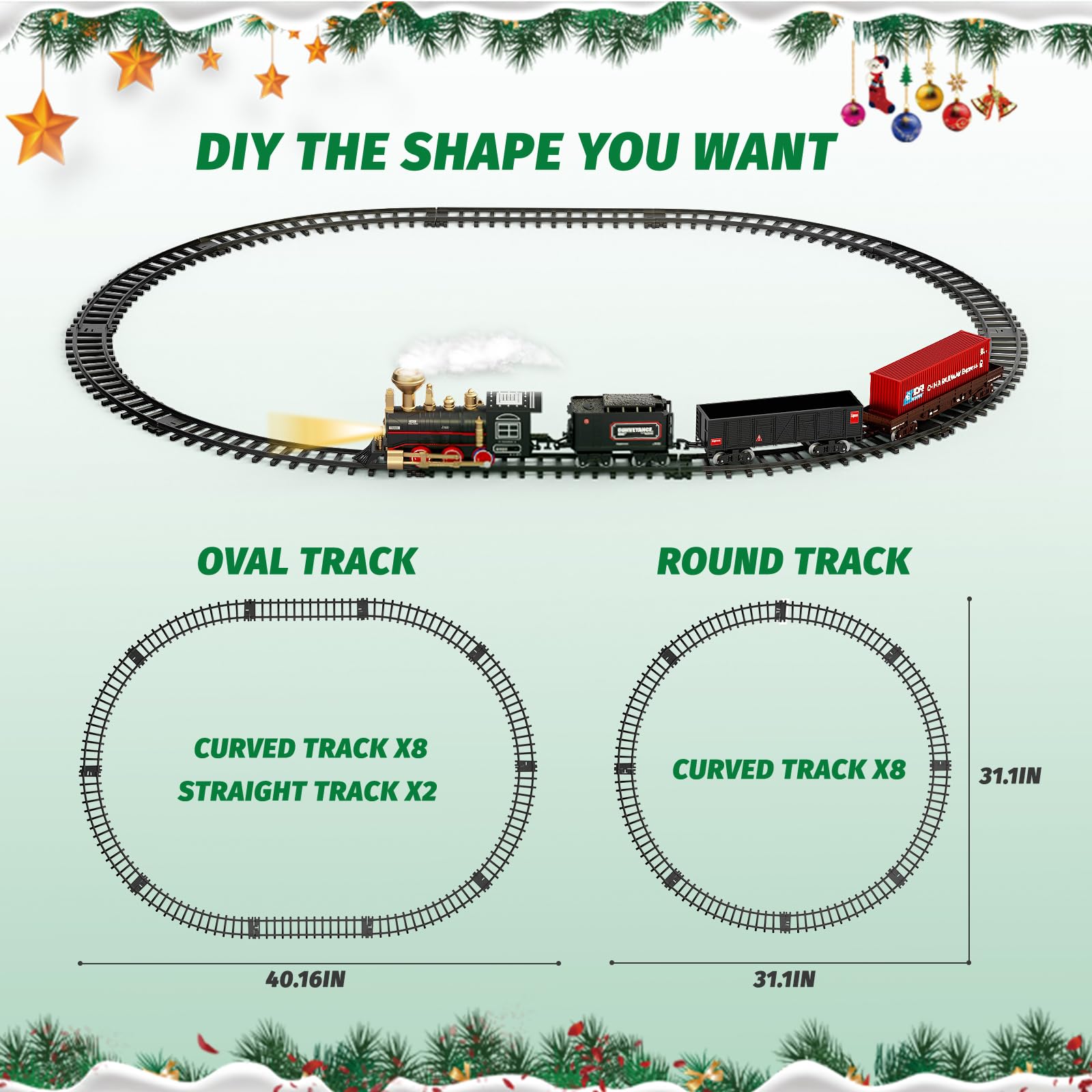 UNIH Train Set,Electric Train Toys with Steam Locomotive Engine,Cargo ...