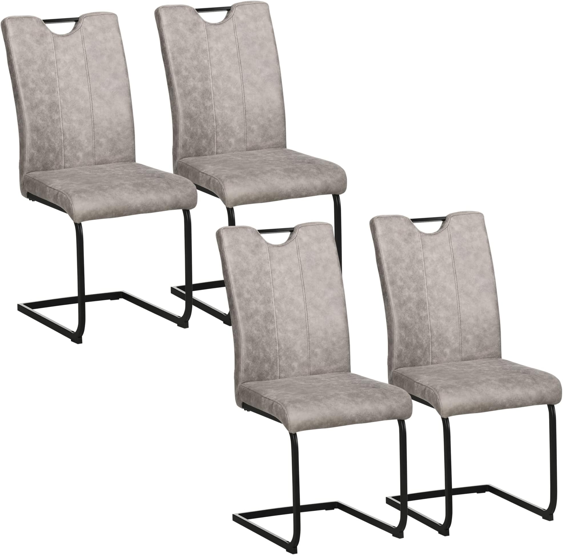 HOMCOM Lot de 4 chaises de Salle à Manger revêtement Microfibre avec ...