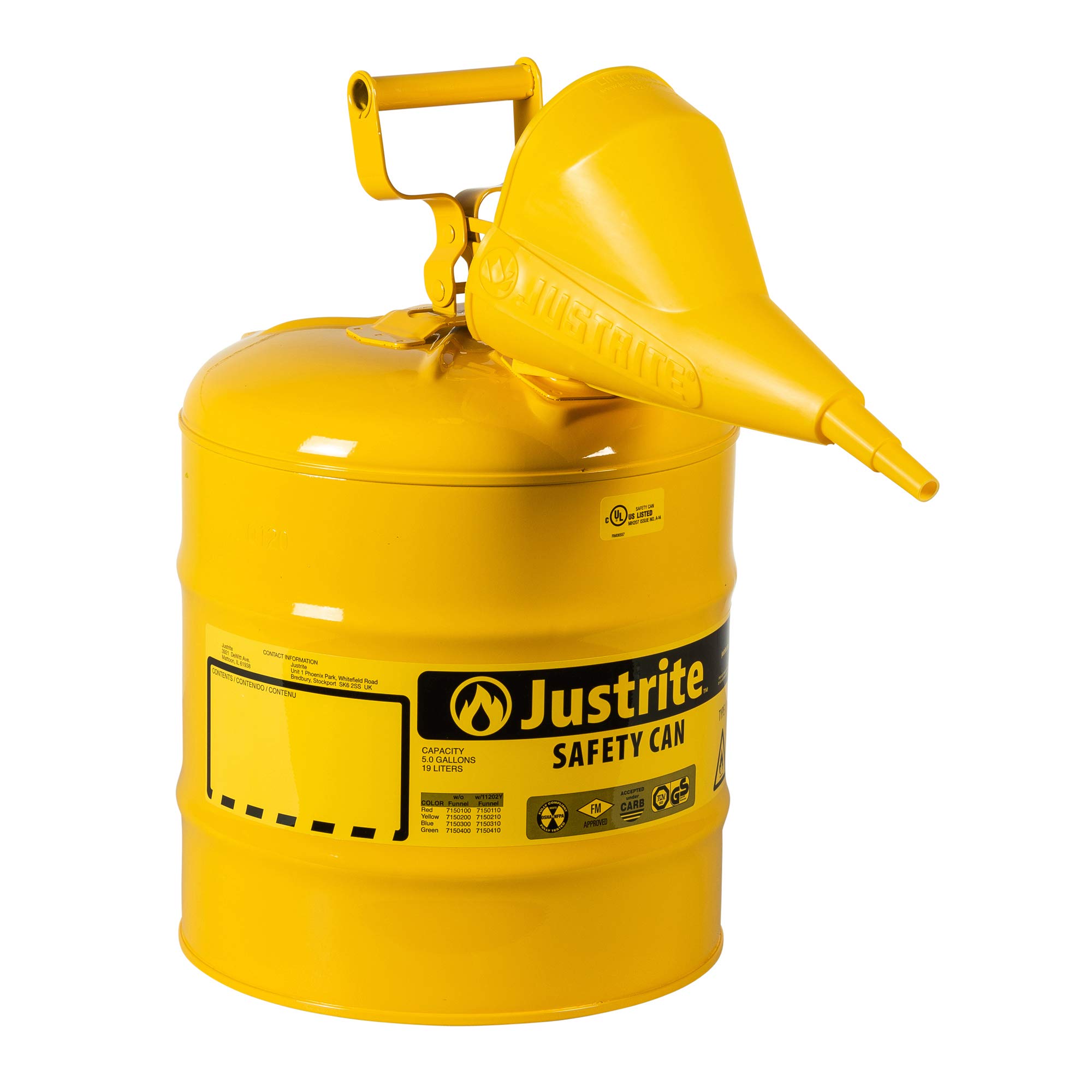 Buy Justrite 7150210 Type I Galvanized Steel Diesel Fuel Safety Can ...