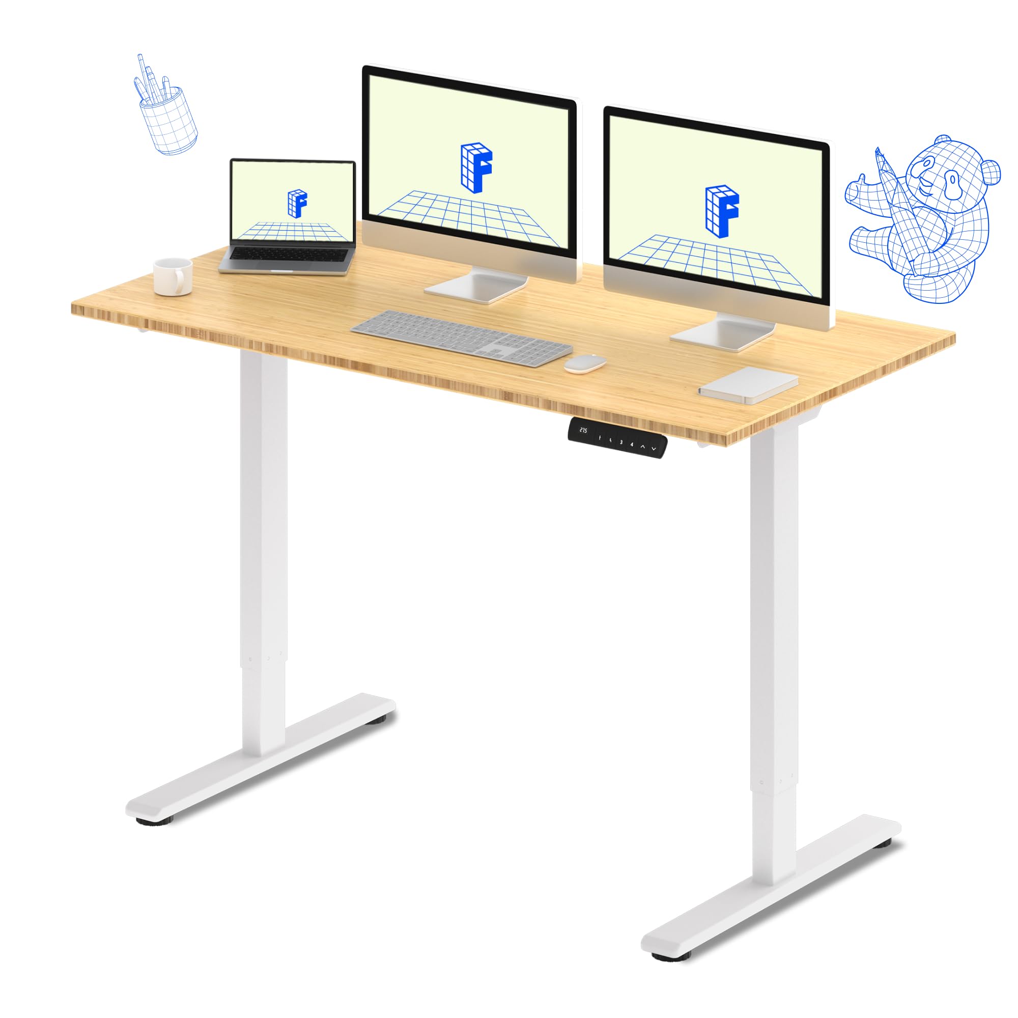 Amazon.com: FLEXISPOT E3 Bamboo Dual Motor 60x30 Inch Electric Height Adjustable Standing Desk ...