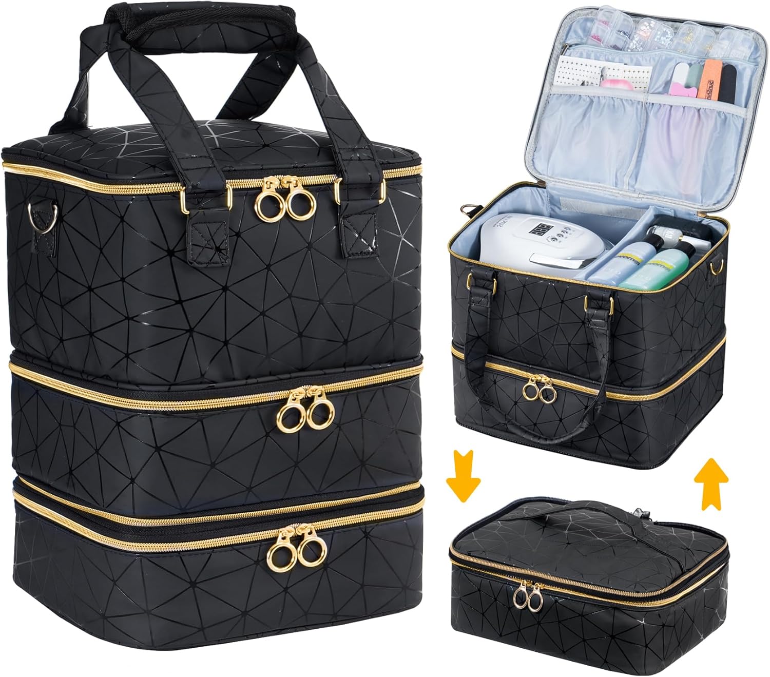 Uross Nail Polish Organizer Bag Holds 84 Bottles Nail Lamp, Gel Nail ...