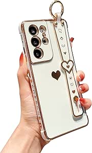 Amazon.com: phylla for Samsung Galaxy S21 Ultra 5g Phone Case with Electroplated Cute Hearts ...