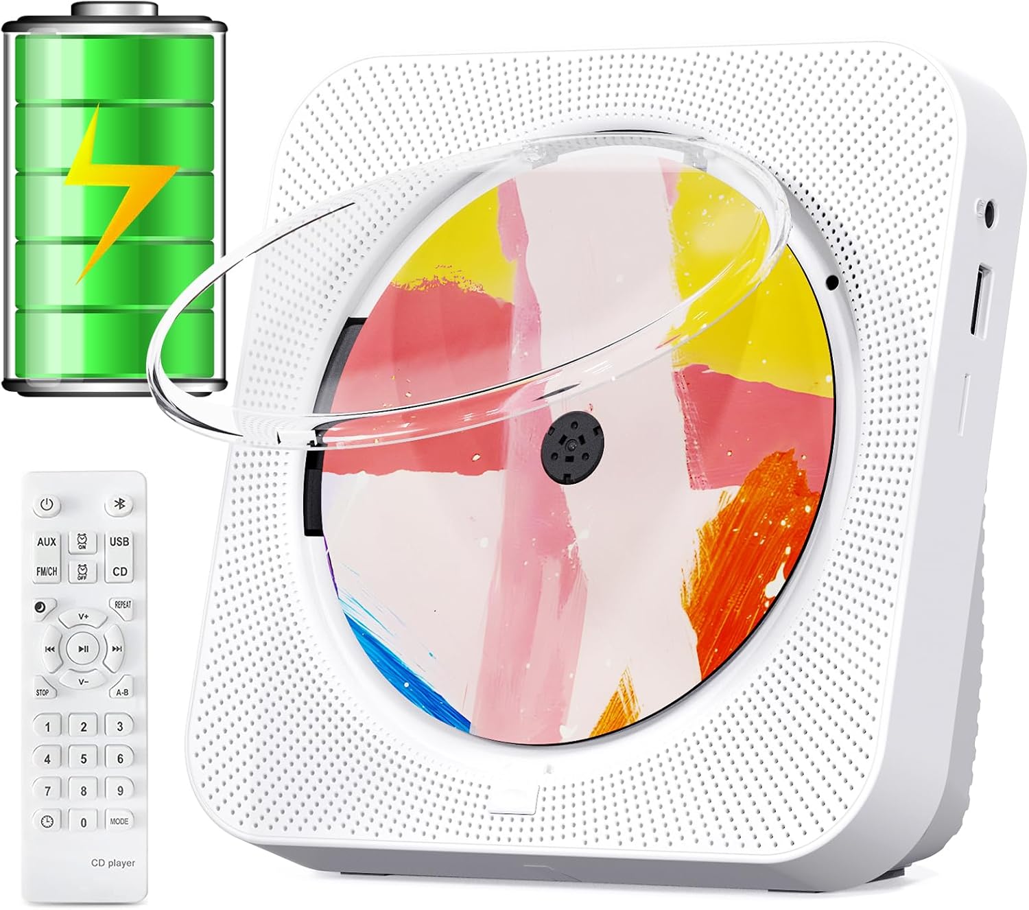 Amazon.com: Portable Bluetooth CD Player, Rechargeable Desktop CD ...